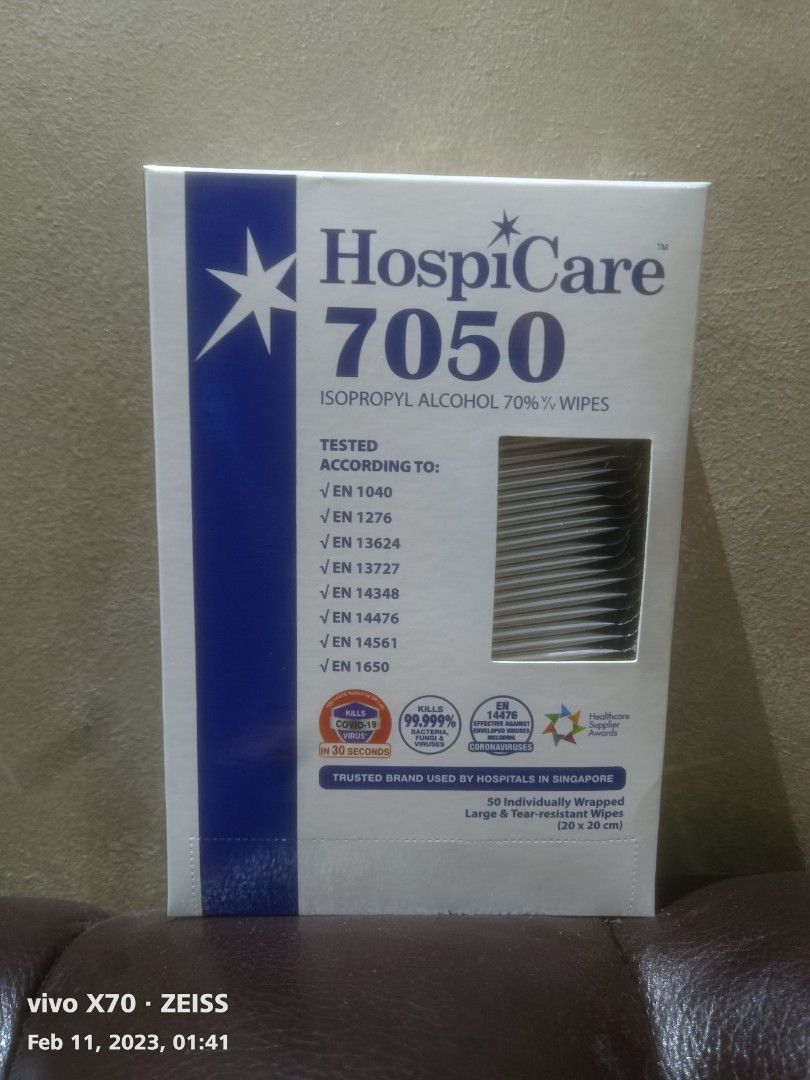 Hospicare isopropyl alcohol 70% wipes, Health & Nutrition, Medical ...