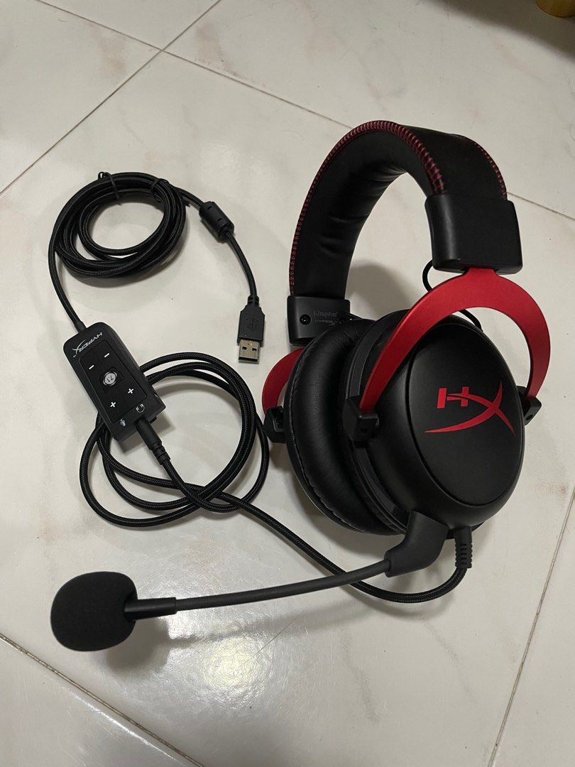 Black Red Gaming Headphones HyperX Cloud II - Wired, Black-Red, With 7. ...