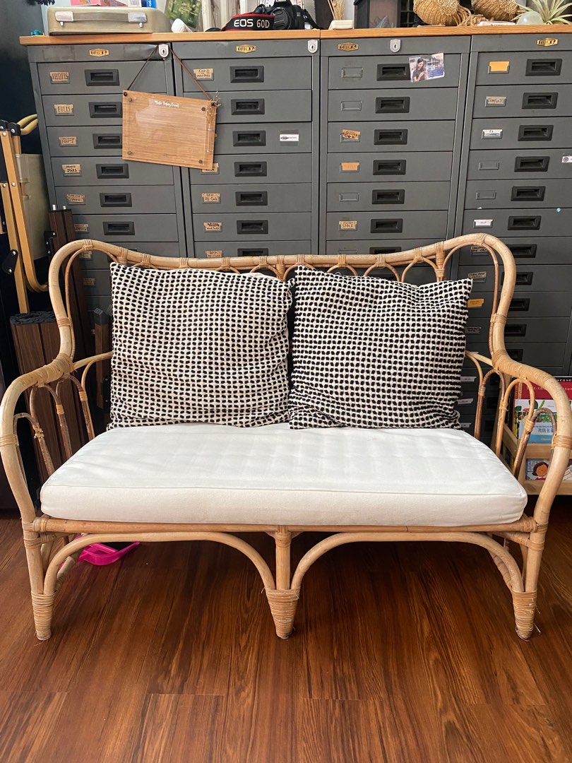 Ikea Rattan sofa indoor or outdoor, Furniture & Home Living, Furniture ...