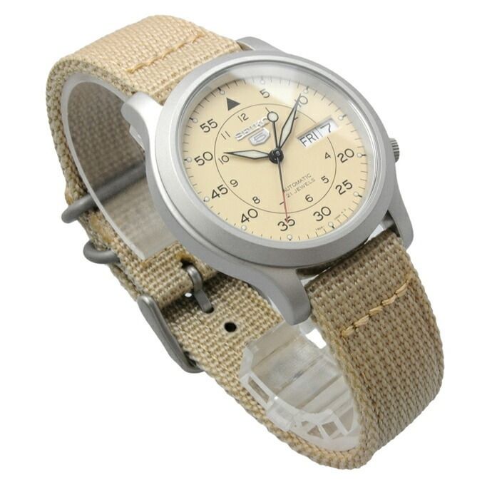 *INSTOCK* Seiko 5 SNK803K2 Classic Military Automatic Beige Nylon Strap ...