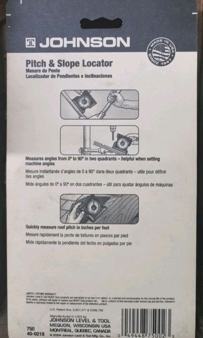 JOHNSON PITCH & SLOPE LOCATOR #750 MADE IN USA, Commercial & Industrial ...