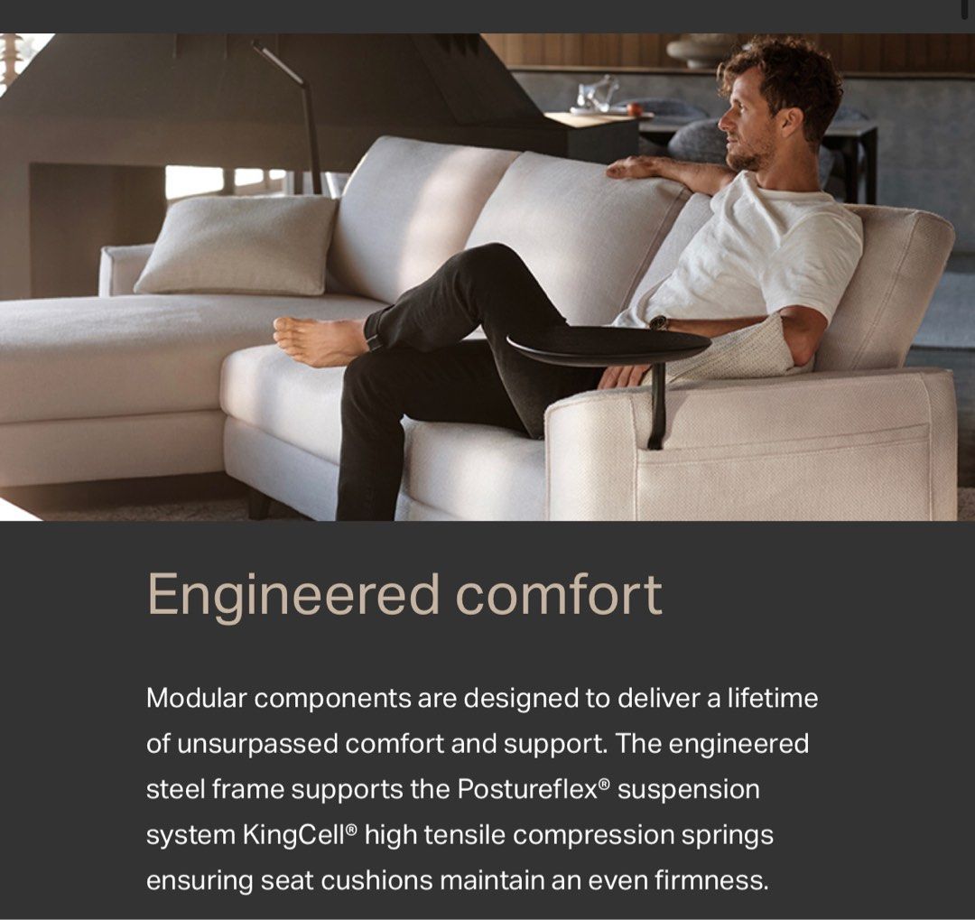 King Livings Delta Storage L Shape Sofa grey fabric, Furniture & Home ...