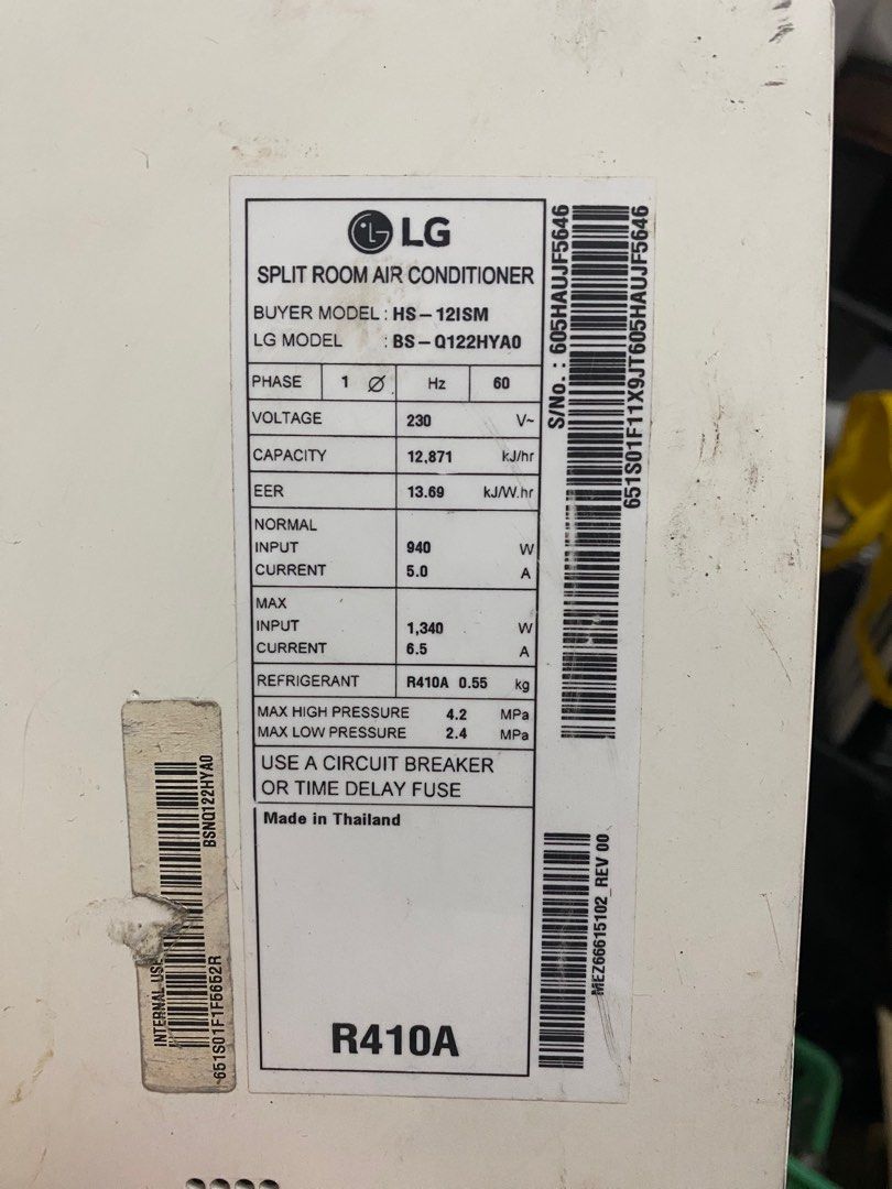 LG Wall Mounted UNIT ONLY, TV & Home Appliances, Air Conditioning and ...