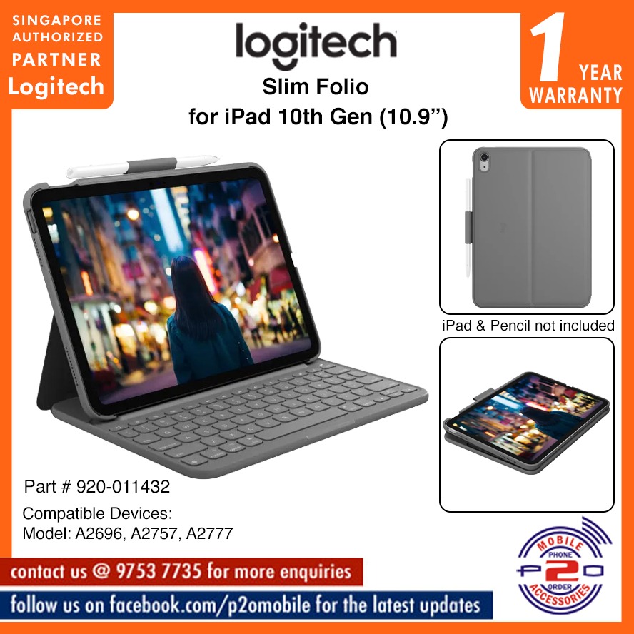 Logitech Slim Folio (Part # 920-011432) Keyboard Case for iPad 10th Gen ...