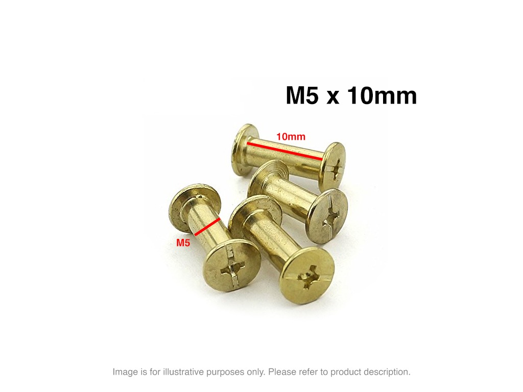 M5x10mm Brass Tone Chicago Screw, Pivot Barrel Screw, Book Binder Screw ...