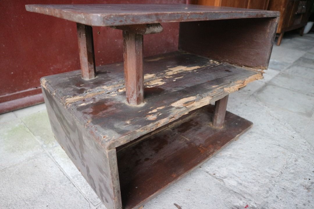 Meja Letter S/Meja S Kayu Jati Lawas, Antik, Furnitur di Carousell