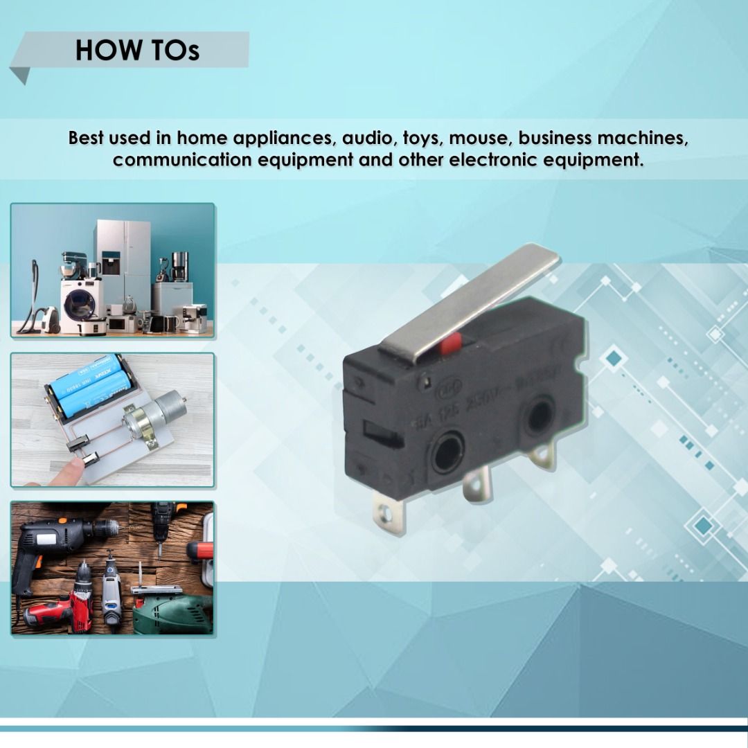 MICRO LIMIT SWITCH 3-PIN AC 5A 125 250V 10T85U, MOMENTARY PUSH BUTTON ...