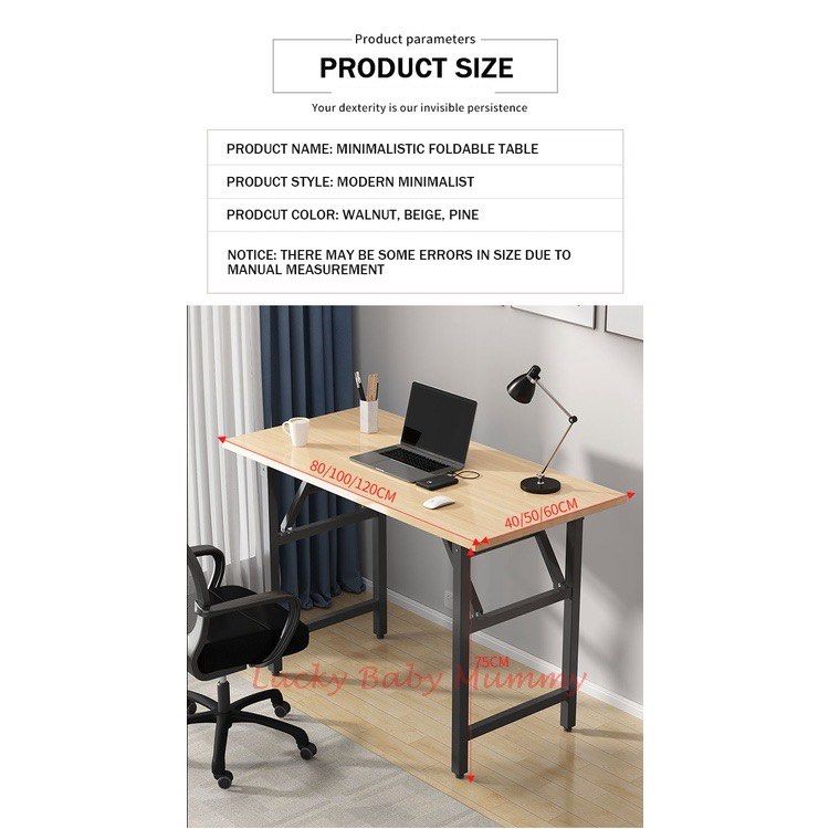 Minimalist folding table study computer, Furniture & Home Living ...