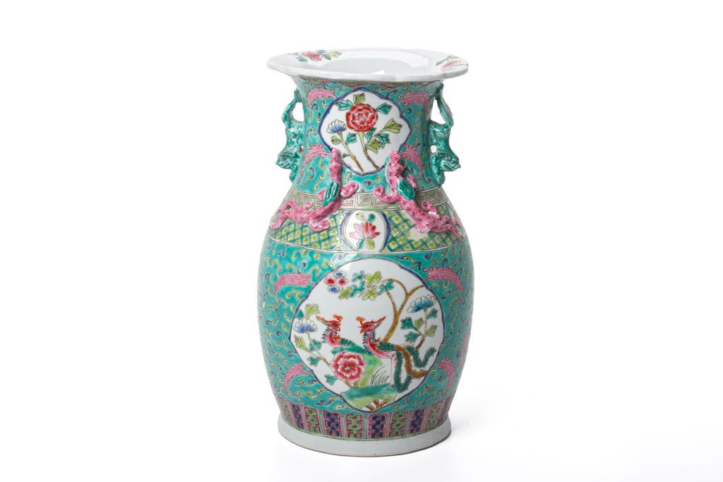 Peranakan Style Turquoise Ground Vase, Furniture & Home Living, Home ...