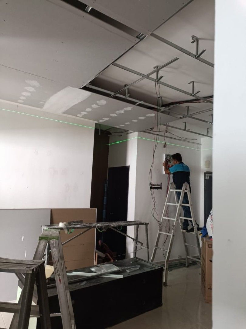 Plaster Ceiling painting renovation Aircond electrical wiring hacking ...