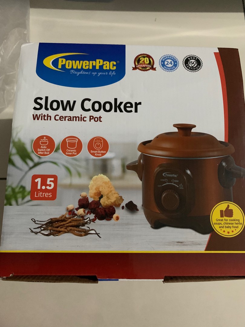 PowerPac 1.5l Ceramic Pot slow cooker ( brown), Furniture & Home Living ...