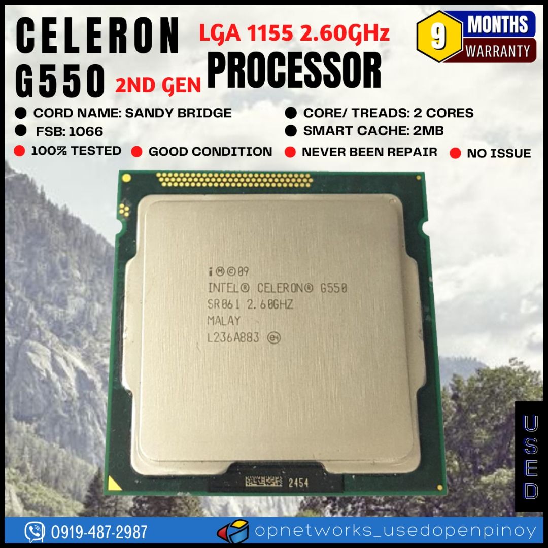 Pre Owned Intel Celeron 2nd Generation G550 2mb Socket 1155 Processor ...