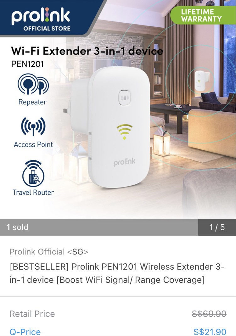 Prolink PEN1201 Wifi Extender Computers Tech Parts Accessories Networking On Carousell
