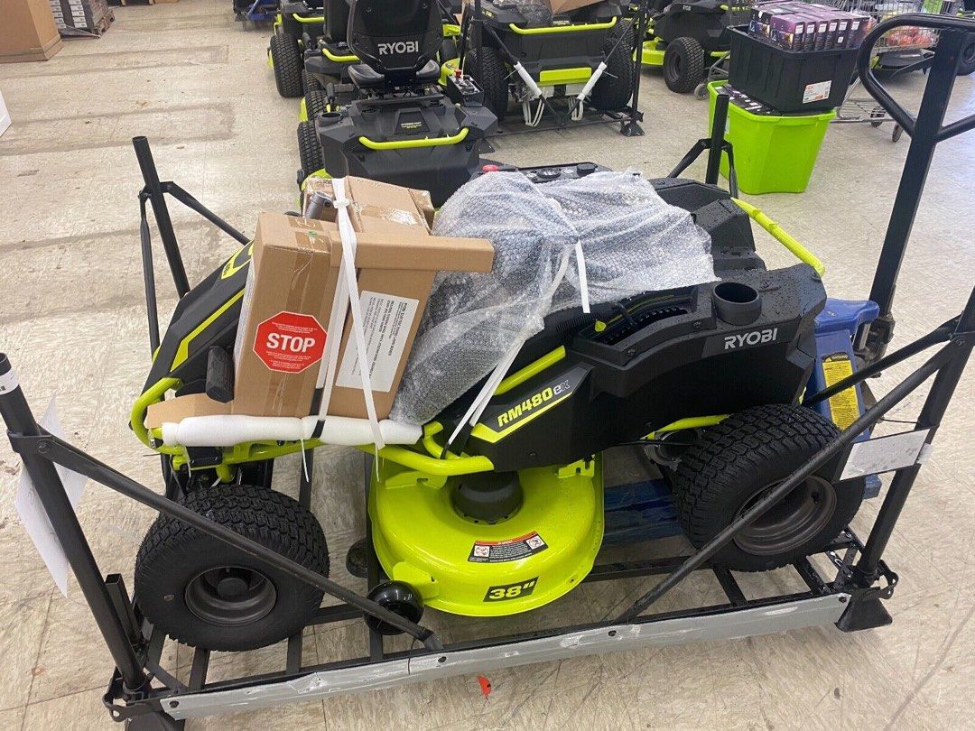 RYOBI 38 in 100 Ah Electric Rear Engine Riding Lawn Mower RY48111 ...