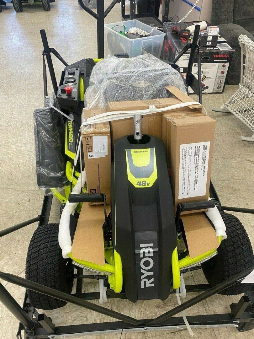RYOBI 38 in 100 Ah Electric Rear Engine Riding Lawn Mower RY48111 ...