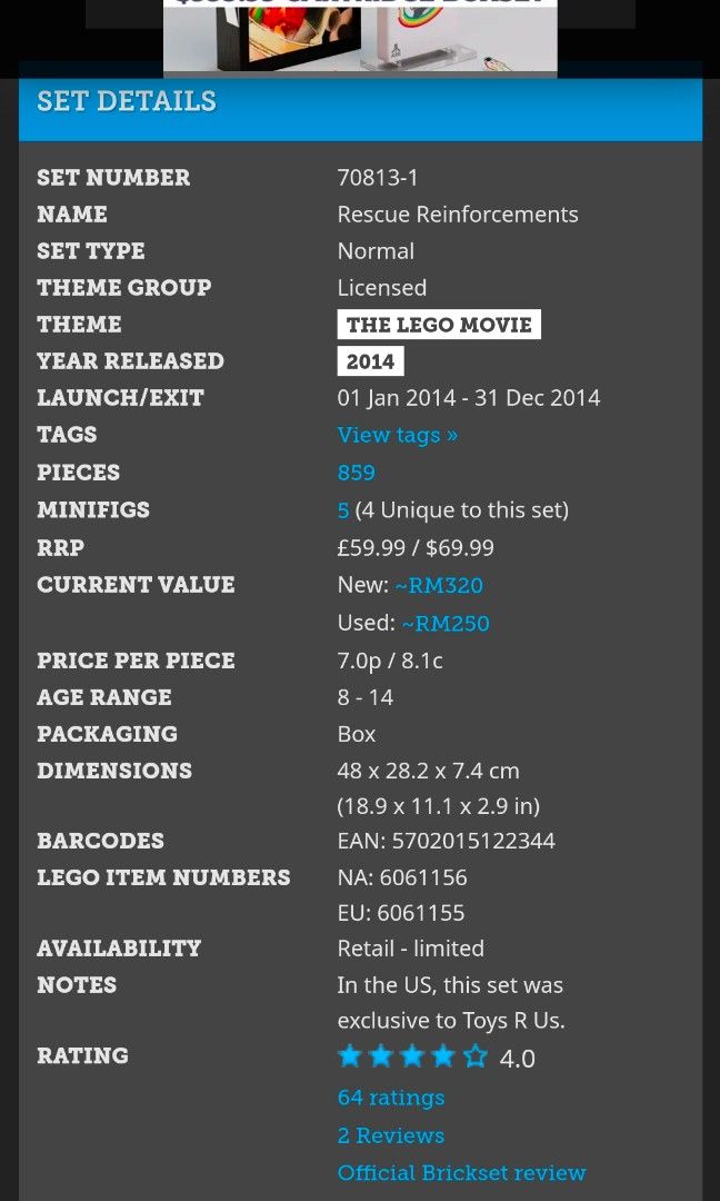 The Lego Movie 70813 Rescue Reinforcements (retired set), Hobbies ...