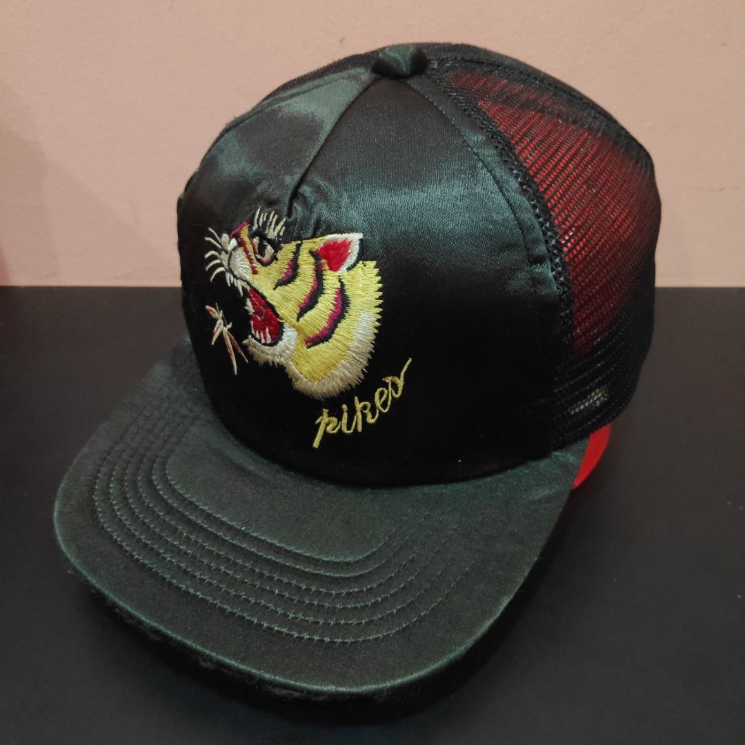 Vintage PIKER Tiger Sukajan Satin Souvenir Trucker Snapback Cap, Men's Fashion, Watches ...