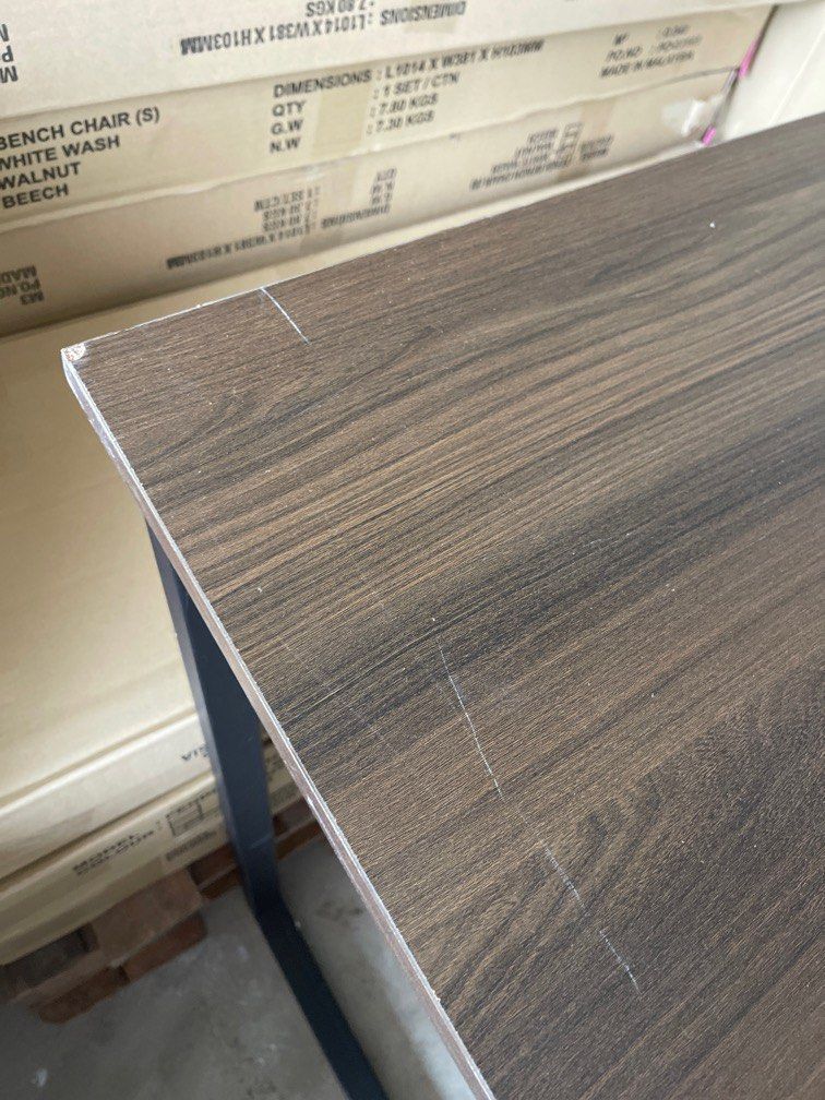 120cm table with metal legs defect unit, Furniture & Home Living ...