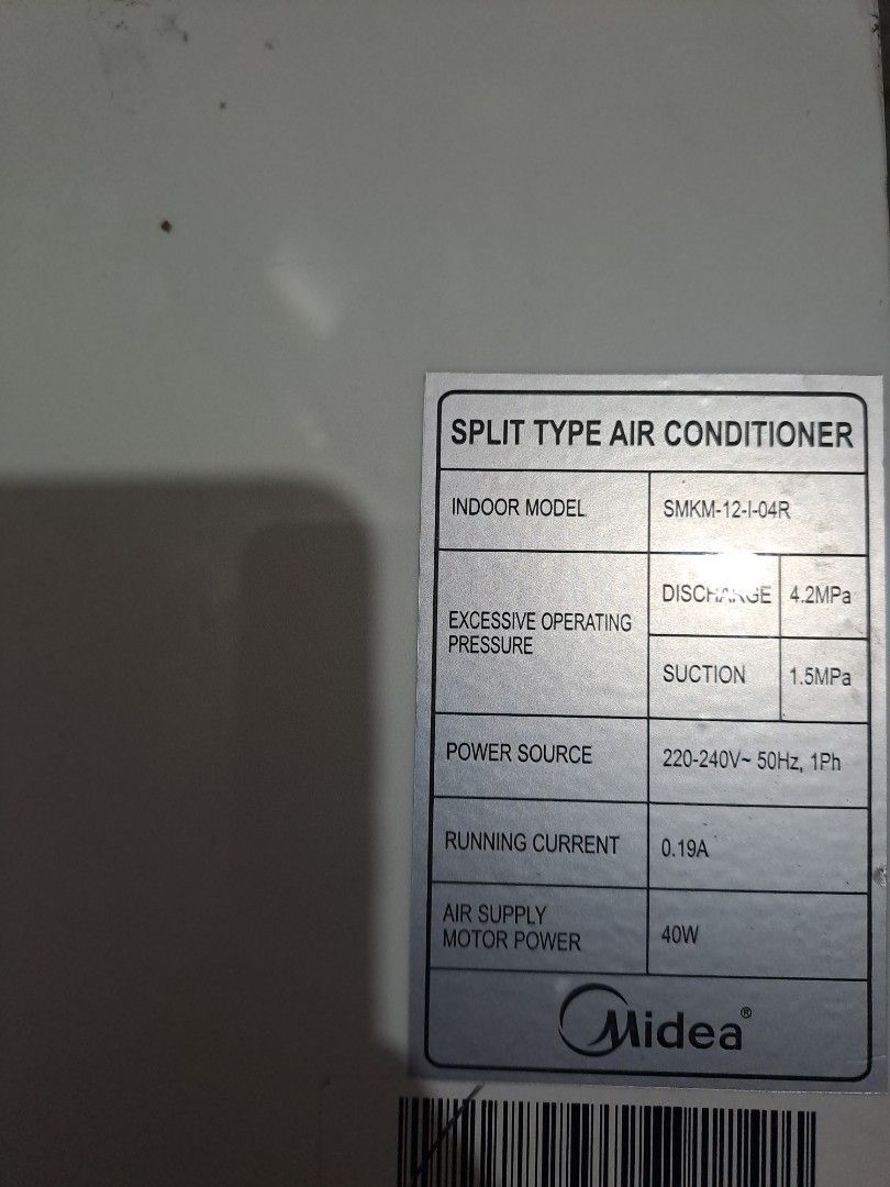 1 x midea aircon fan coil SMK, TV & Home Appliances, Air Conditioners ...