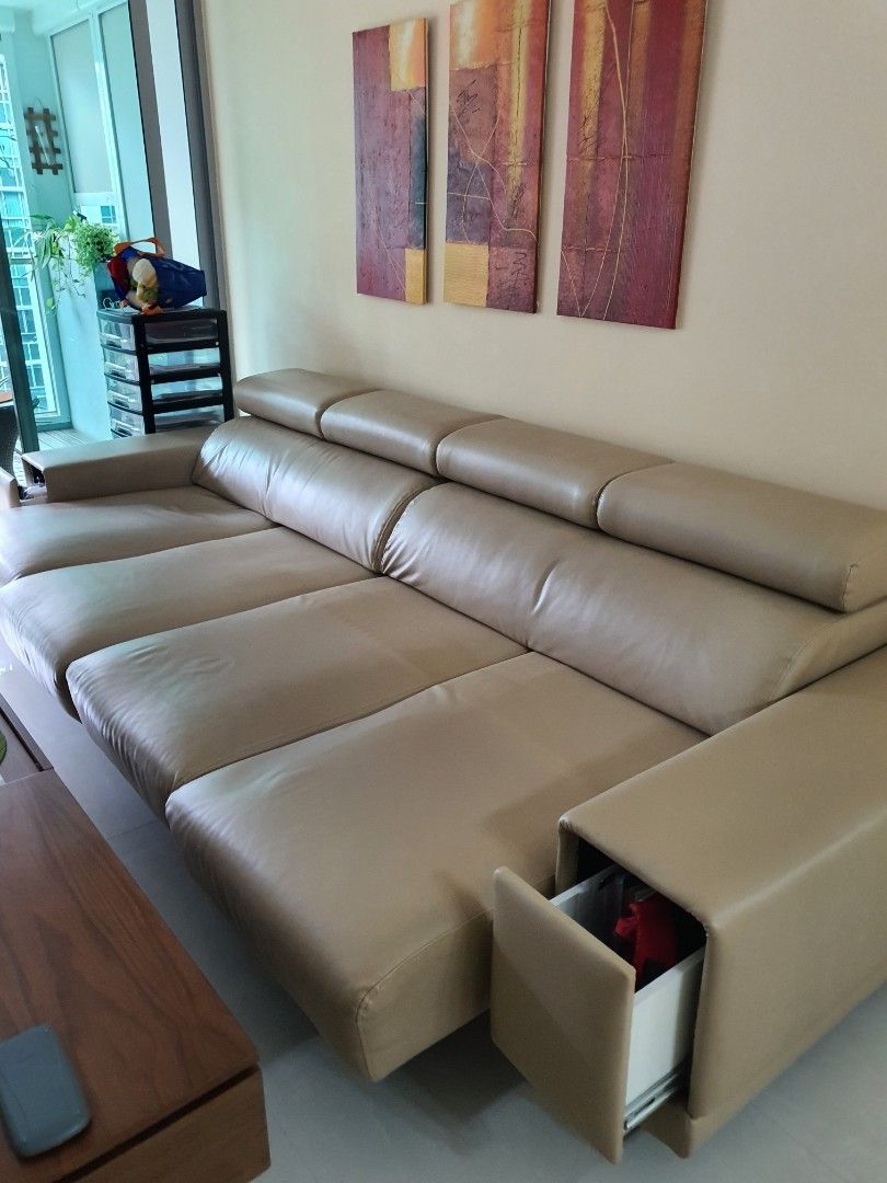 3m sofa with slider seats and drawers, Furniture & Home Living ...
