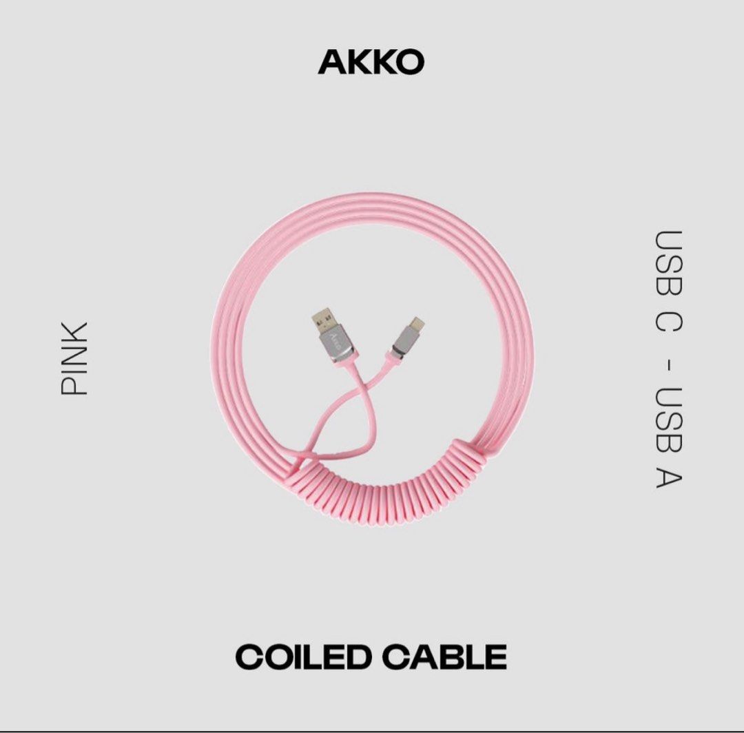 Akko pink coiled cable, Computers & Tech, Parts & Accessories, Computer ...