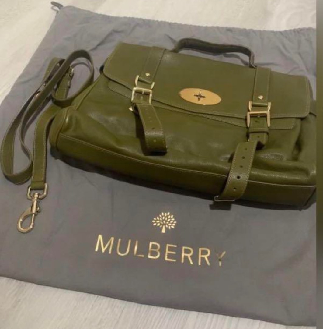 Authentic Mulberry Alexa Satchel Cross Body Bag in Olive Green, Luxury ...