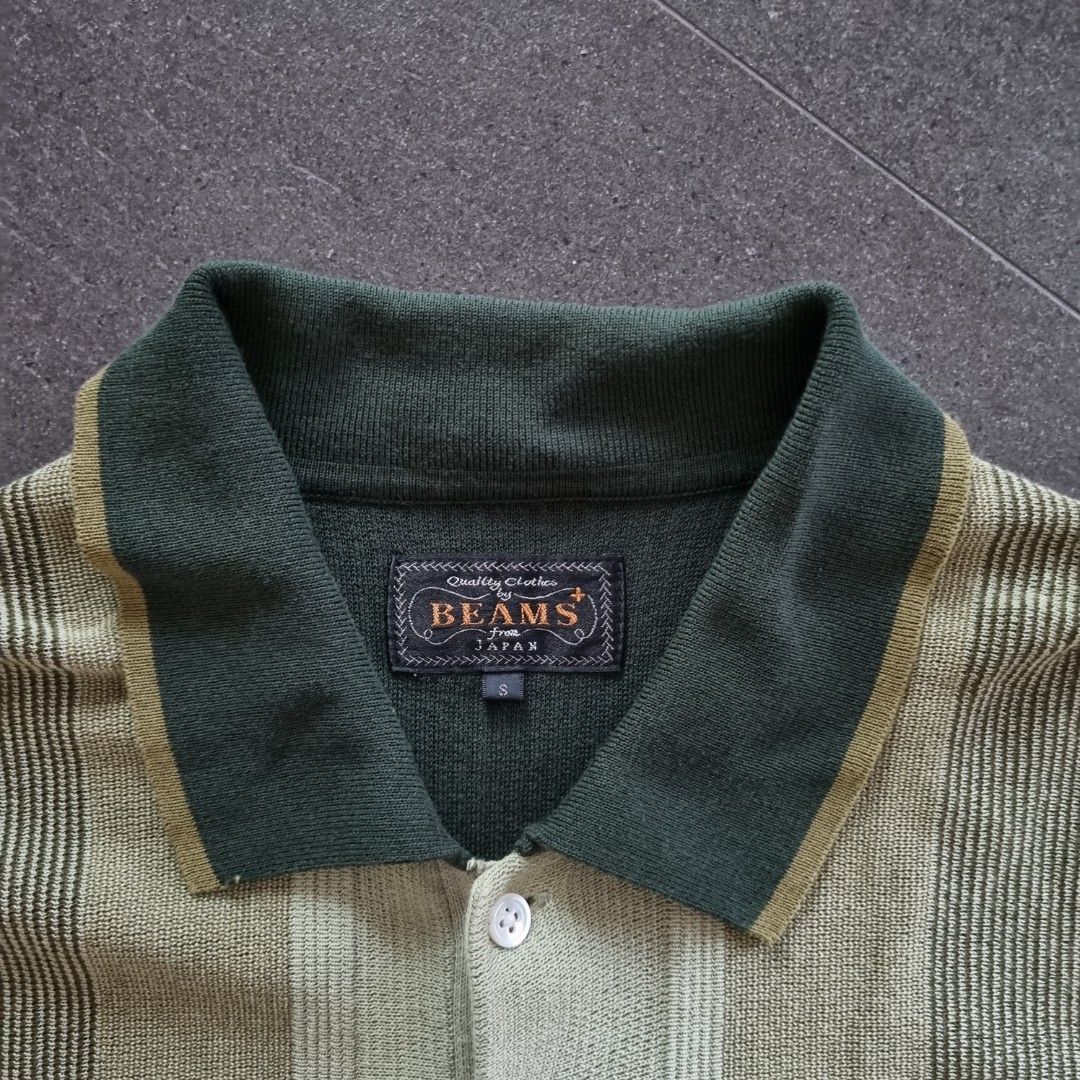 Beams Plus Stripe Knit Polo, Men's Fashion, Tops & Sets, Tshirts & Polo ...