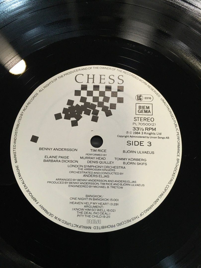 Benny Andersson - Chess lp, Hobbies & Toys, Music & Media, Vinyls on ...