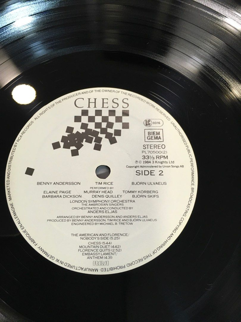 Benny Andersson - Chess lp, Hobbies & Toys, Music & Media, Vinyls on ...