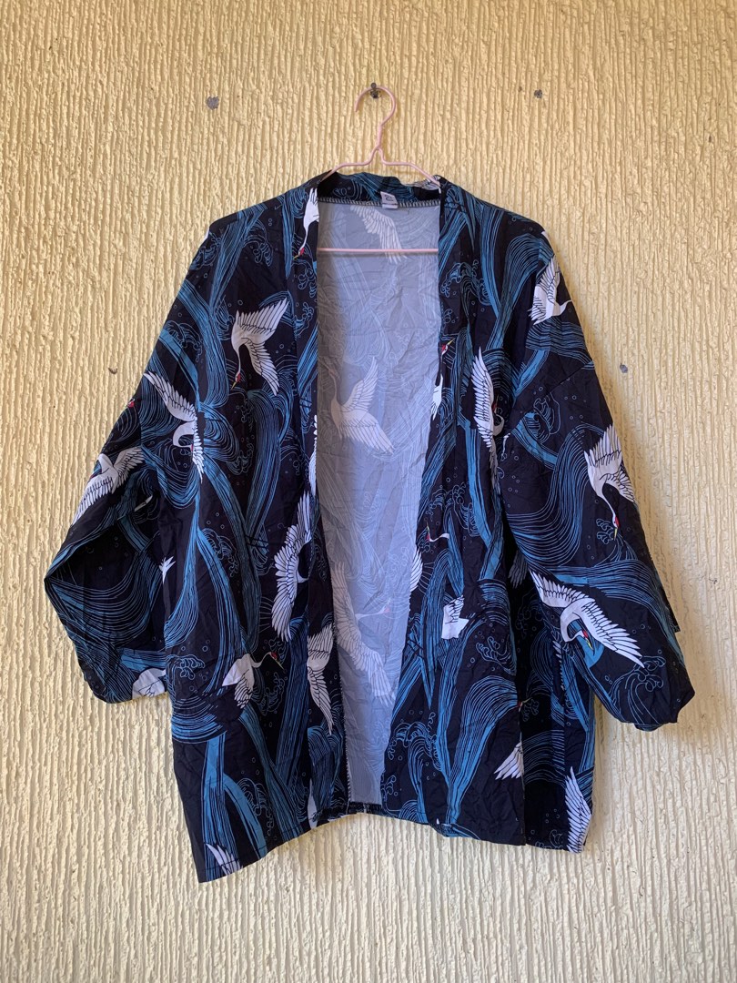 Blue Japanese crane haori, Women's Fashion, Coats, Jackets and ...