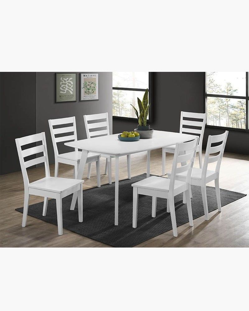 BN WHITE Dining Table Set | 1+6|SoliD Wood, Furniture & Home Living ...