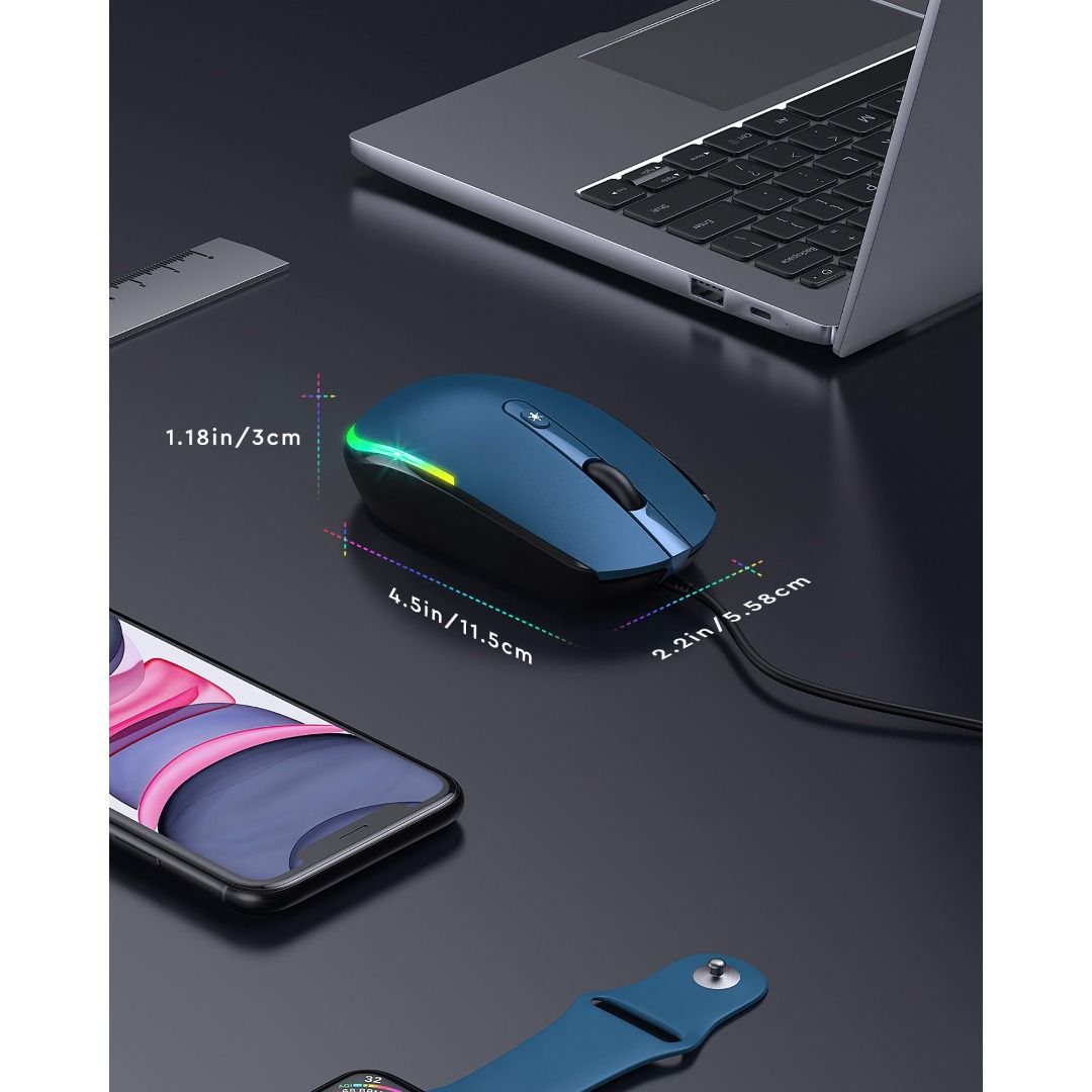 [BNIB] Seenda (MS201) USB Wired LED RGB Quiet Mouse, 4 Color LED RGB ...