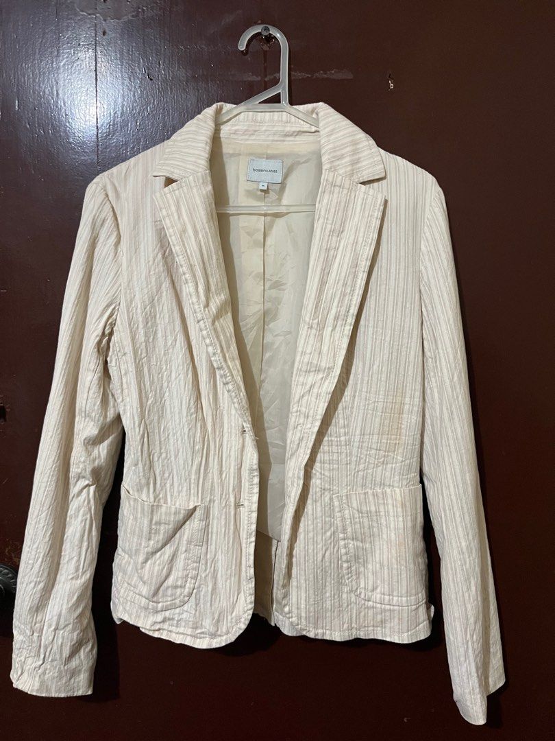 Bossini Nude Beige Cream Off White Blazer, Women's Fashion, Coats ...
