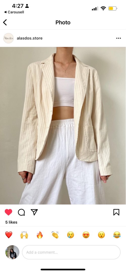 Bossini Nude Beige Cream Off White Blazer, Women's Fashion, Coats ...