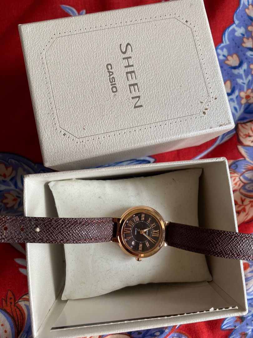 Casio sheen brown leather, Luxury, Watches on Carousell