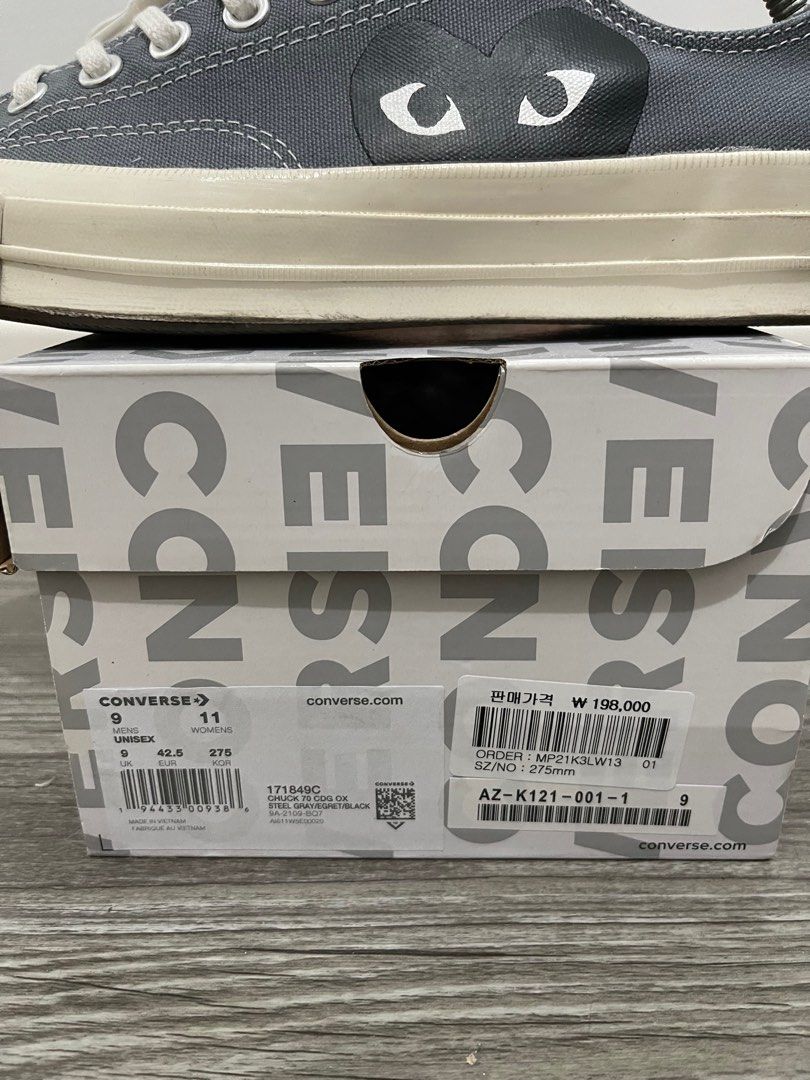 CDG x Cons Black Heart (gray), Men's Fashion, Footwear, Sneakers on ...
