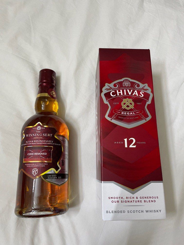 Chivas Regal 12 700ml + FOC 10%/20% Off 18 YO 1L, Food & Drinks, Alcoholic Beverages on Carousell