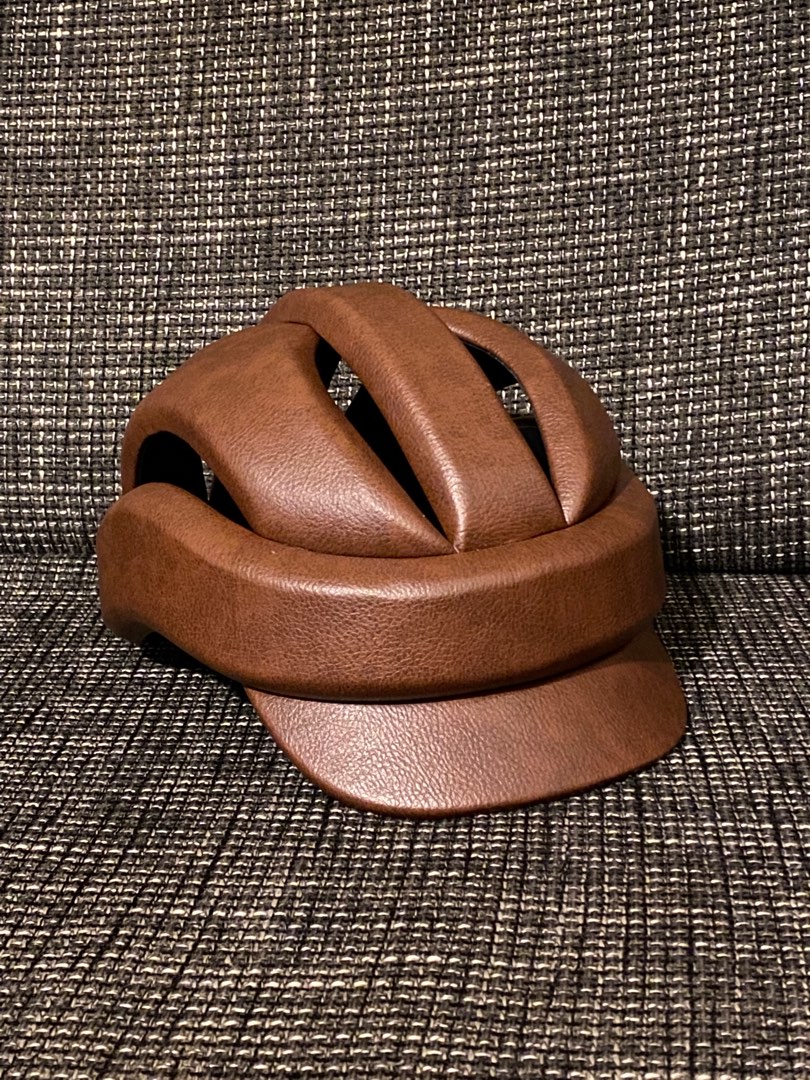 Classic Bike Helmet Brown Leather On Carousell