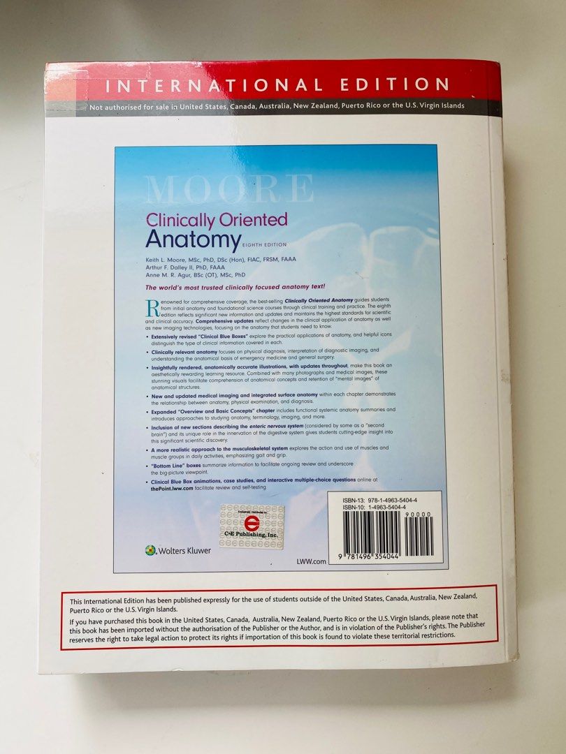 Clinically Oriented Anatomy Moore 8th Ed Hobbies Toys Books