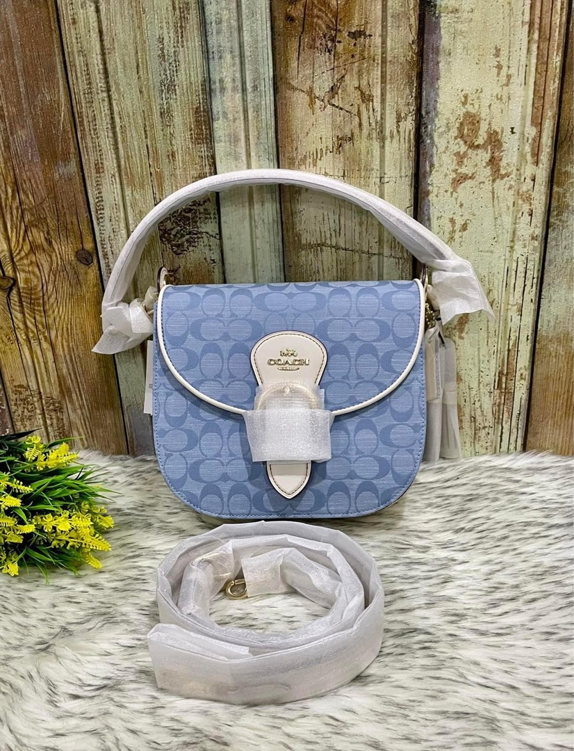 Coach Signature Kleo 23 C8514 Shoulder Bag In Light Denim on Carousell