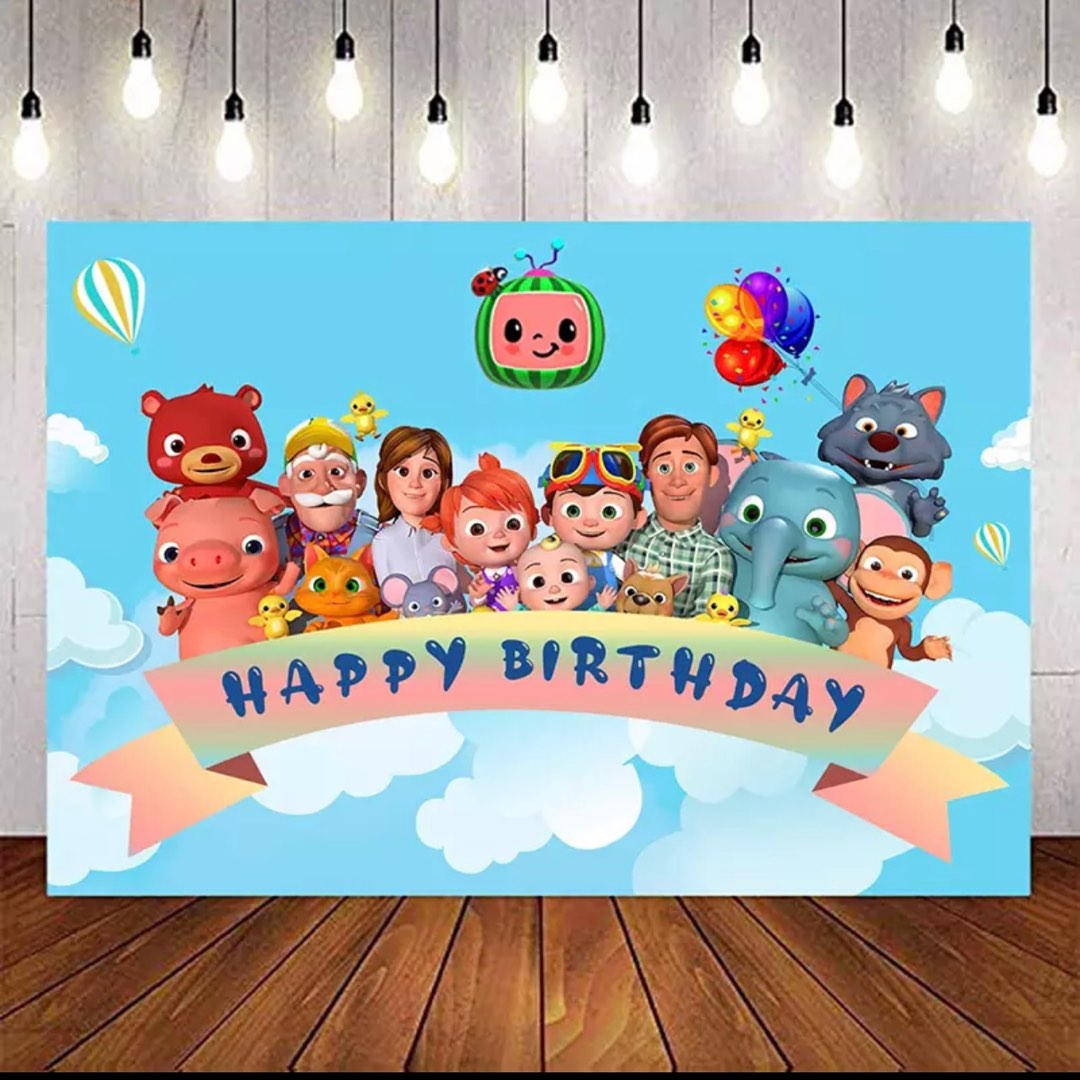 Cocomelon party supplies - birthday banner backdrop / party deco ...