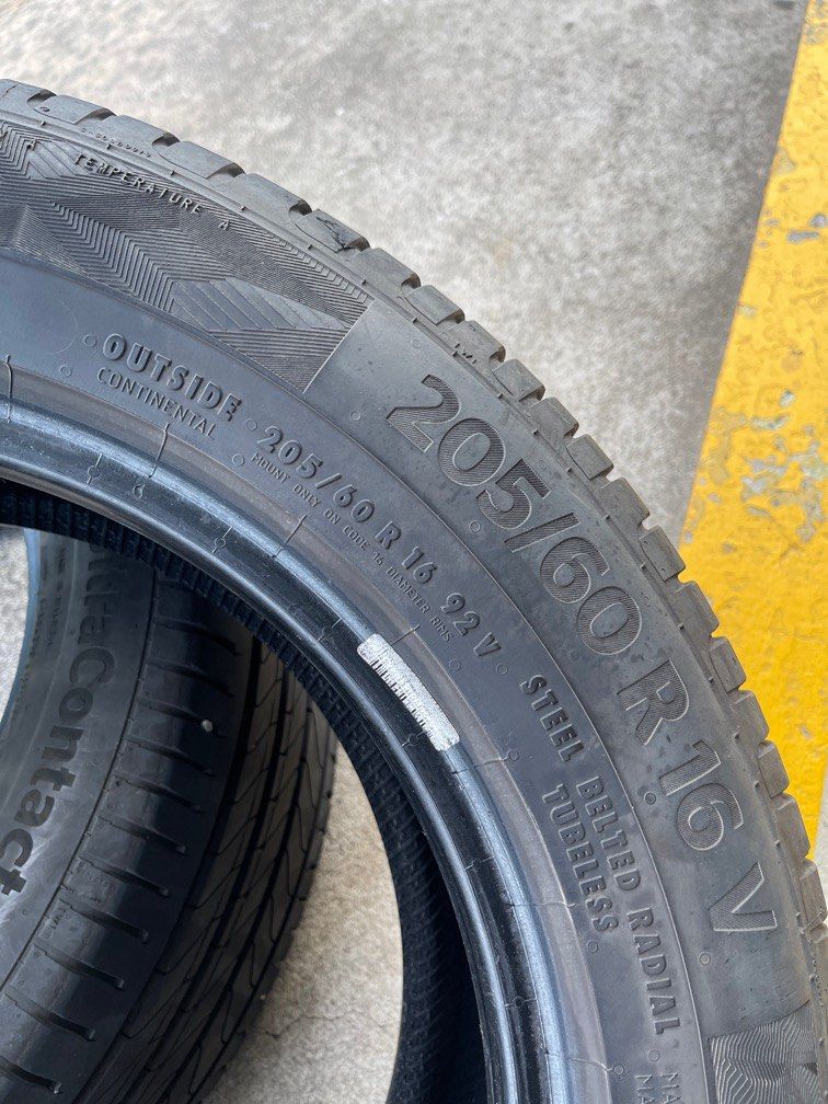 Continental 205/60/16, Car Accessories, Tyres & Rims on Carousell