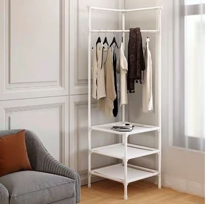 Corner Clothes Rack Stand Metal Clothes Shelf Hanger Simple, Furniture ...