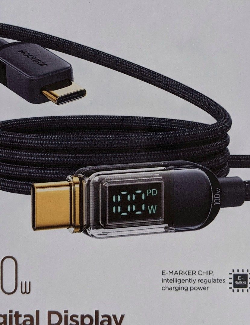 DIGITAL POWER DISPLAY TYPE C cable, up to 100W PD, visible fast ...