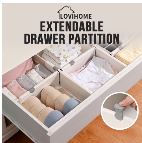 EXTENDABLE DRAWER PARTITION ADJUSTABLE STORAGE DIVIDER WARDROBE CLOTHES ...