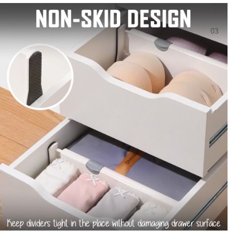 EXTENDABLE DRAWER PARTITION ADJUSTABLE STORAGE DIVIDER WARDROBE CLOTHES ...