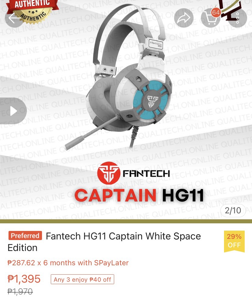 FANTECH HG11 CAPTAIN WHITE SPACE EDITION, Audio, Headphones & Headsets ...