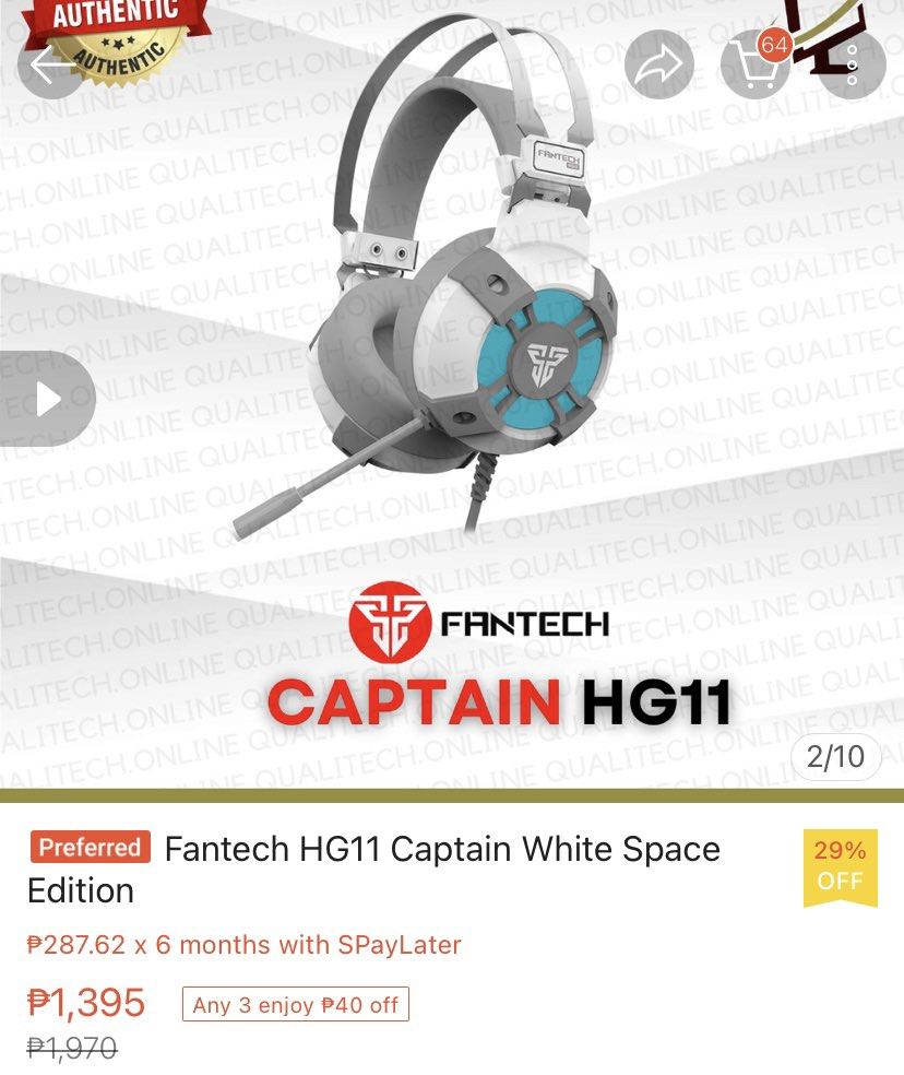 FANTECH HG11 CAPTAIN WHITE SPACE EDITION, Audio, Headphones & Headsets ...