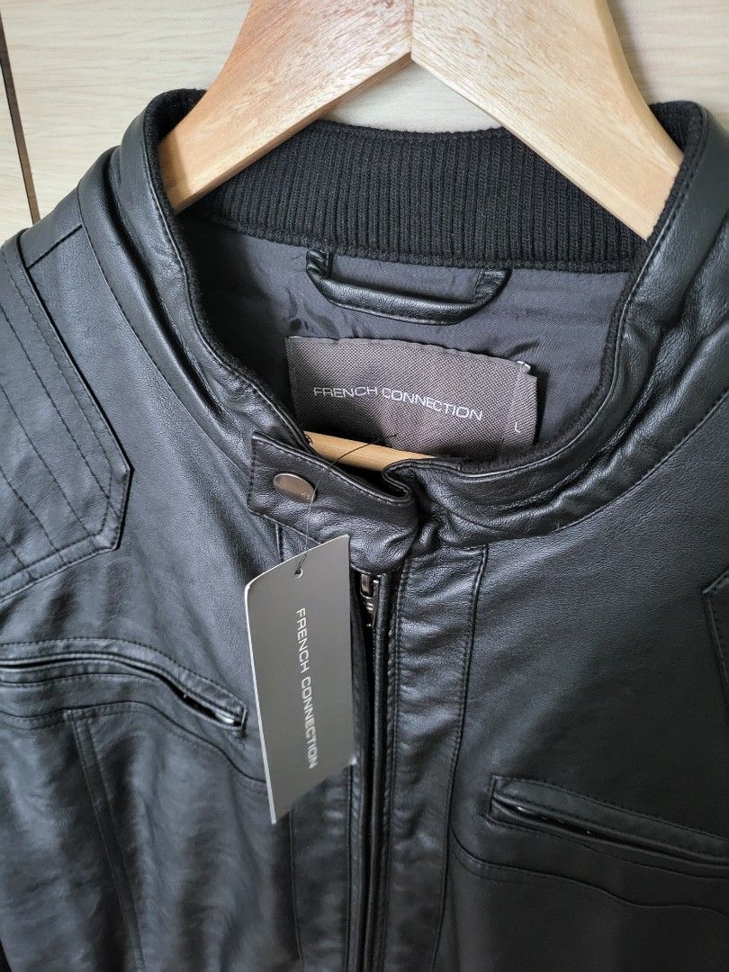 FCUK Leather Motorcycle Jacket, Men's Fashion, Coats, Jackets and ...