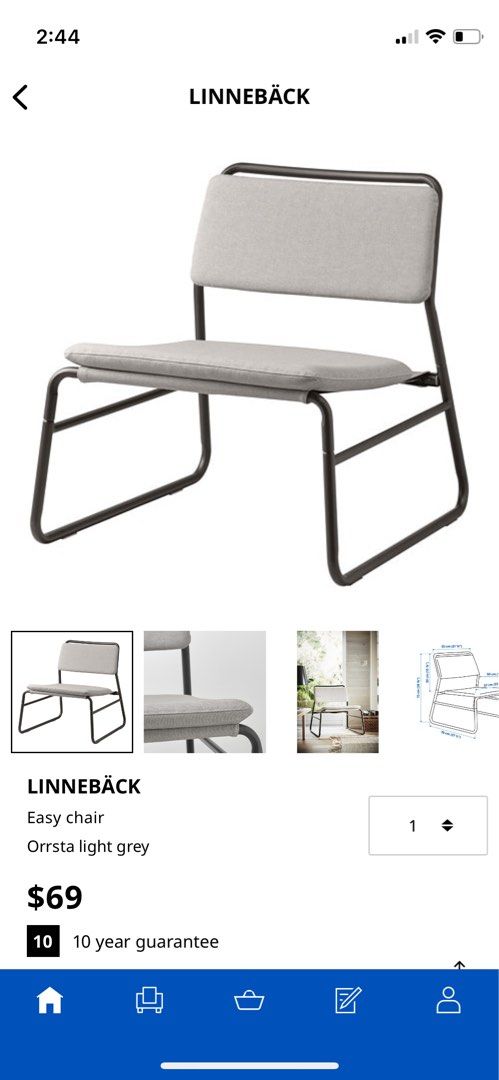 Ikea Easy Chair LINNEBACK, Furniture & Home Living, Furniture, Chairs ...